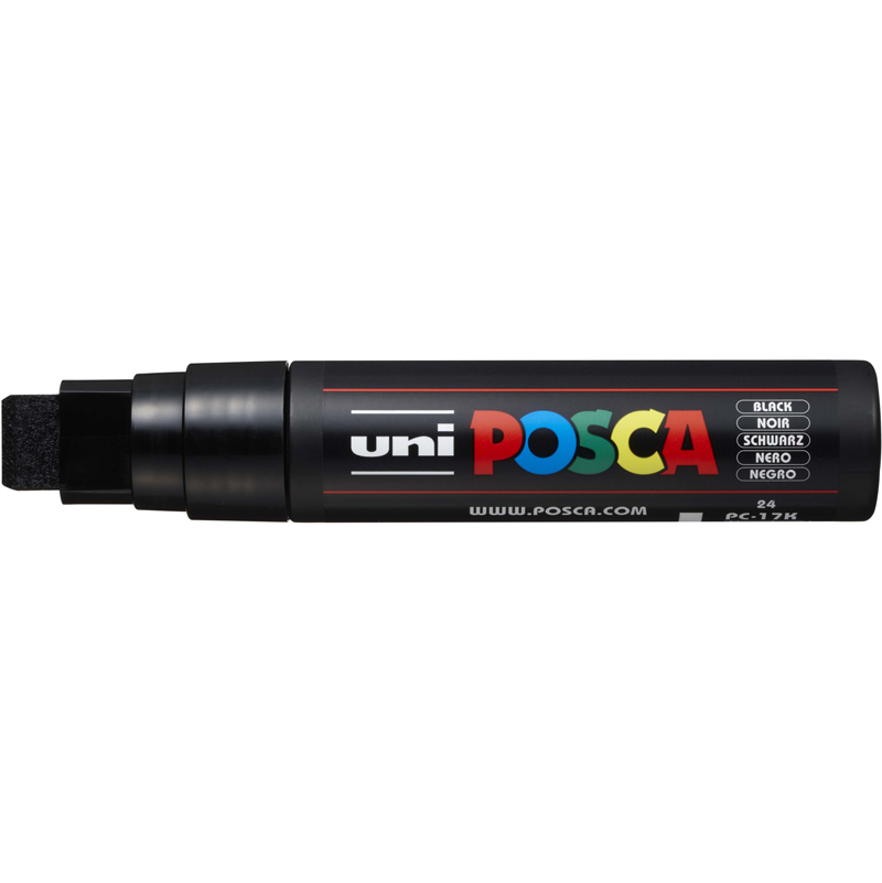 Posca Marker schwarz-24 PC-17K (Extrabreite Rechteckspitze) 15 mm ...